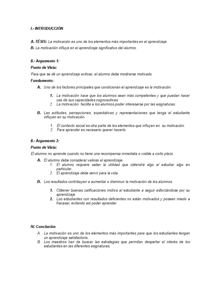 Bosquejo de Ensayo | PDF | Motivación | Motivacional