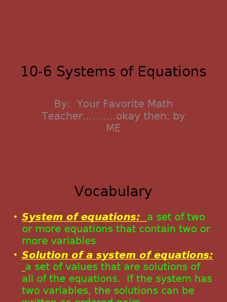 Solving Systems of Equations Guide | PDF | Teaching Methods & Materials ...