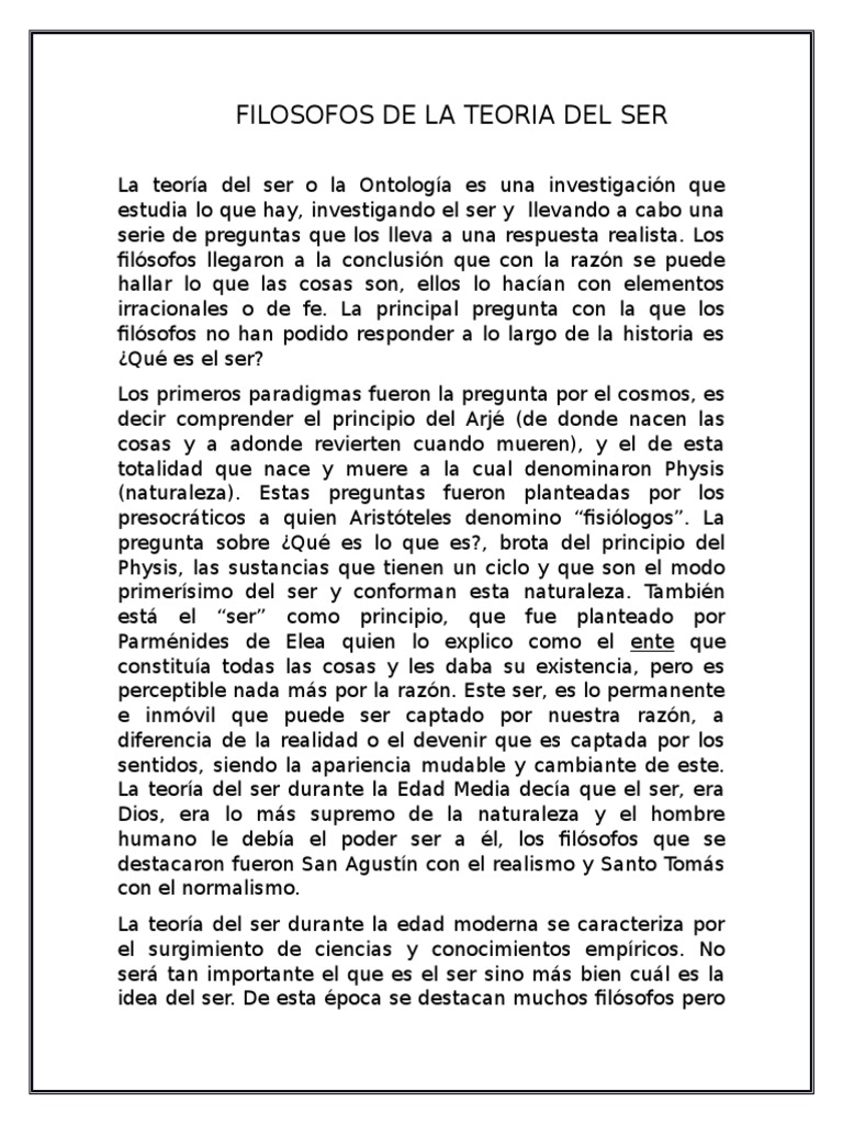 Filosofos de La Teoria Del Ser | PDF | Existencia | Filosofía