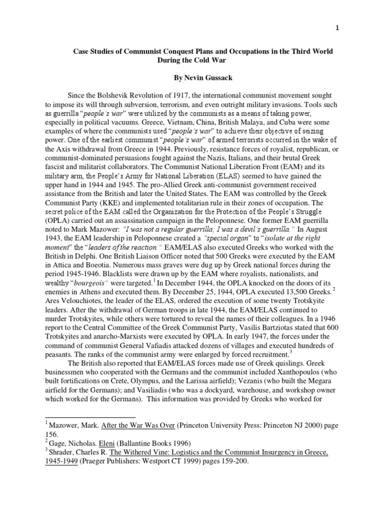 Case Studies of Communist Conquest Plans and Occupations in The Third ...