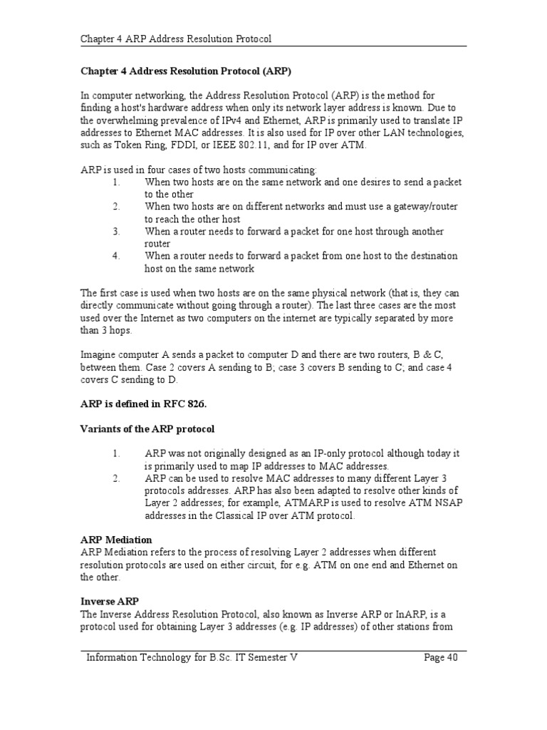 Chapter 4 ARP Address Resolution Protocol | PDF | Computer Network ...