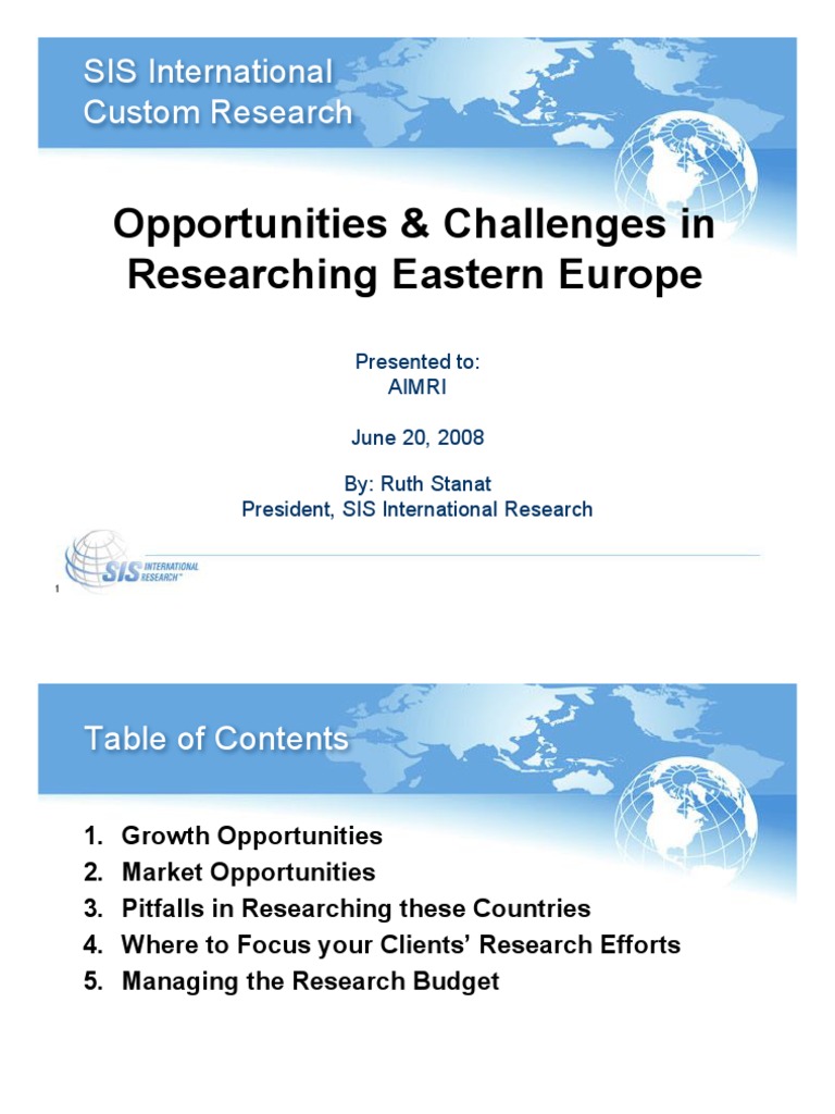 Eastern Europe Market and Country Profile - SIS International Research ...