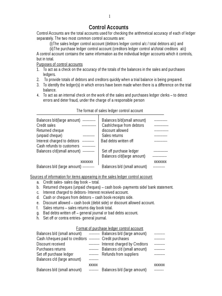 Control Accounts | PDF | Debits And Credits | Bookkeeping