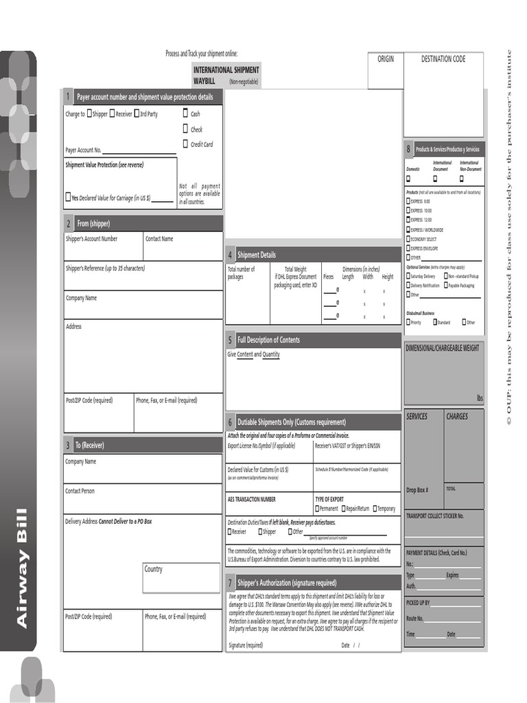 Airway Bill SAMPLE | Invoice | Shipping Service