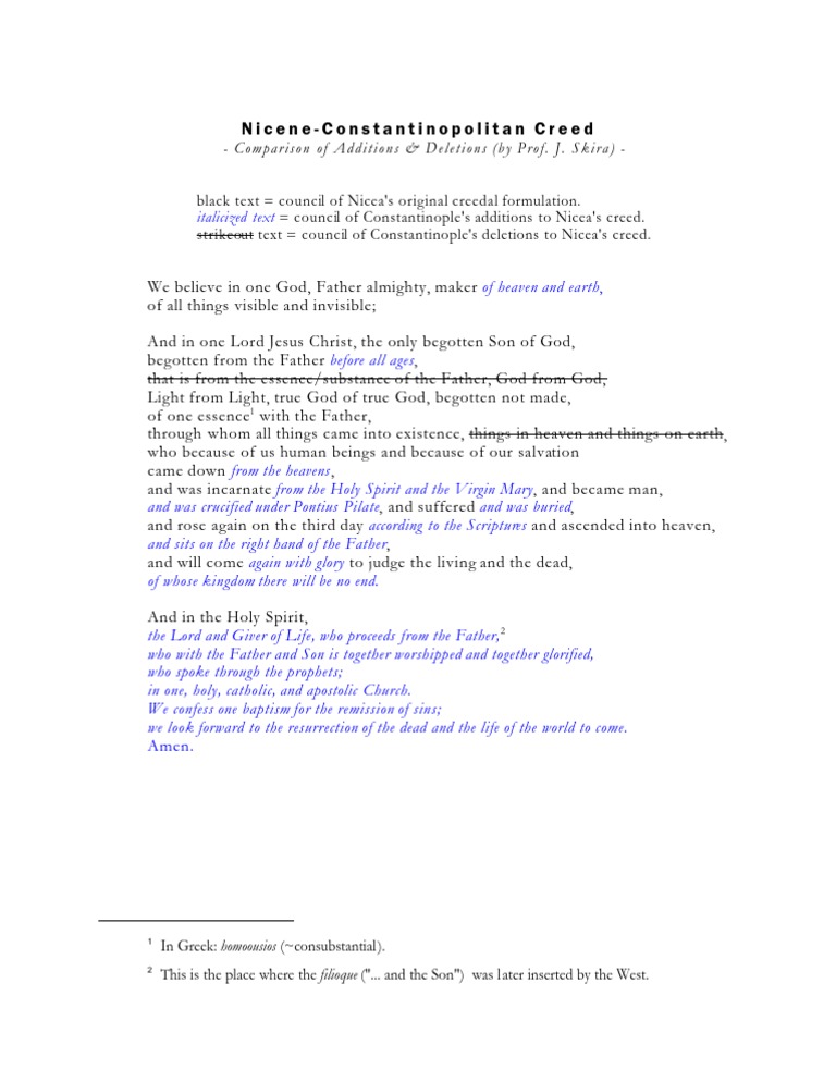 Niceno-Constantinopolitan Creed Text | PDF