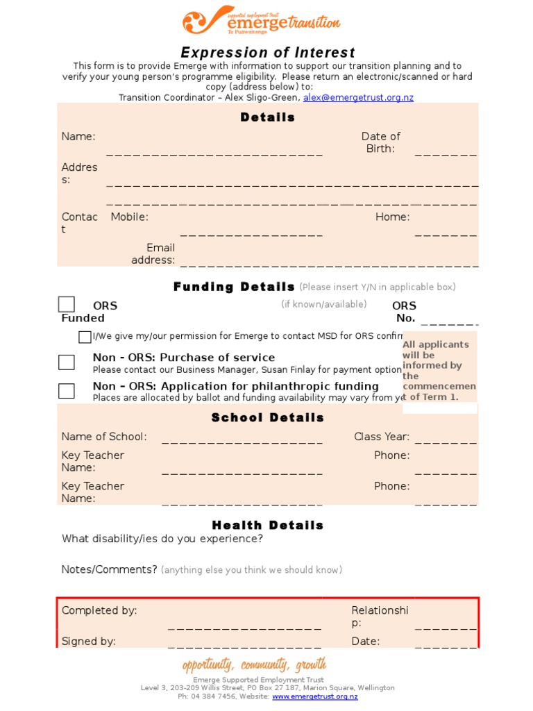 Emerge Transition Programme Interest Form | PDF | Computing And ...