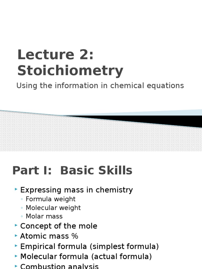 Lecture 2 Stoichiometry | PDF | Stoichiometry | Mole (Unit)