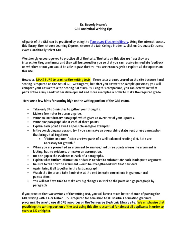 Dr. Beverly Hearn's Guide to Mastering the GRE Analytical Writing ...