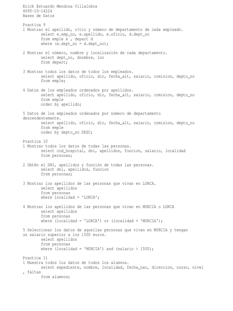 Consultas SQL para Gestión de Empleados y Alumnos | PDF | SQL | Informática