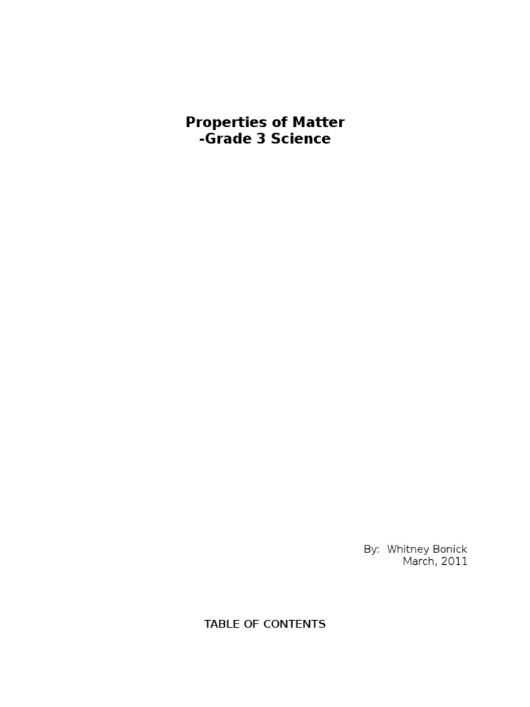 Grade 3 Properties of Matter Unit | PDF | Melting Point | Liquids