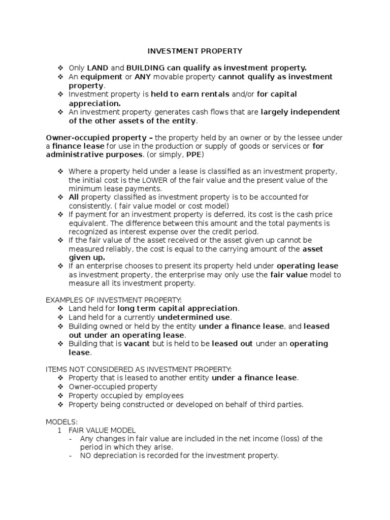 Investment Property Notes | PDF | Lease | Investing