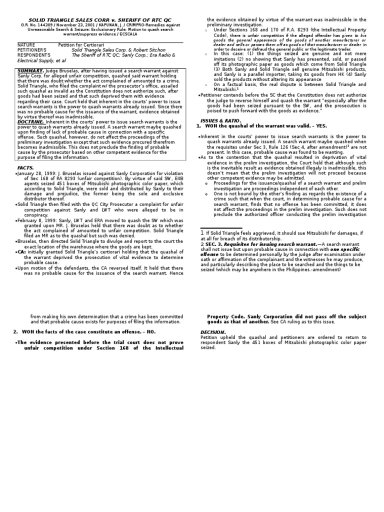 Solid Triangle V Sheriff | PDF | Search Warrant | Probable Cause