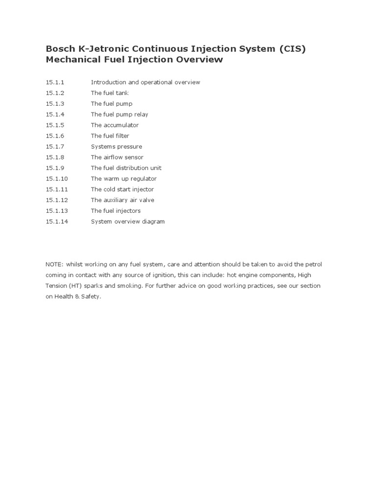 Bosch K-Jet (CIS) | Download Free PDF | Fuel Injection | Internal ...