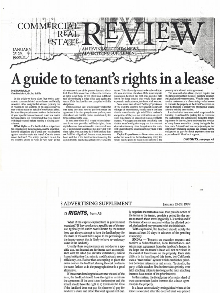 A Guide To Tenant's Rights in A Lease | PDF | Lease | Leasehold Estate