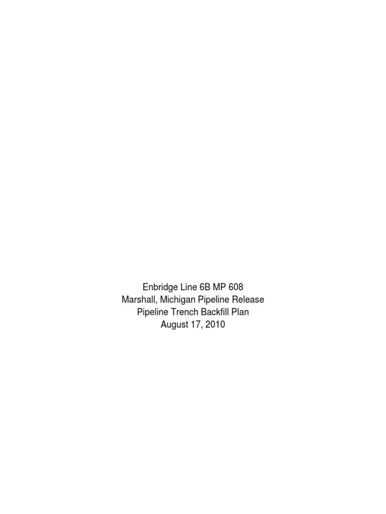 Enbridge Revised Pipeline Backfill Plan 20100817 | PDF | Deep ...