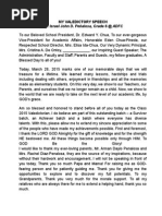 Grade 6 Valedictorian Speech Sample | PDF | Schools | Learning