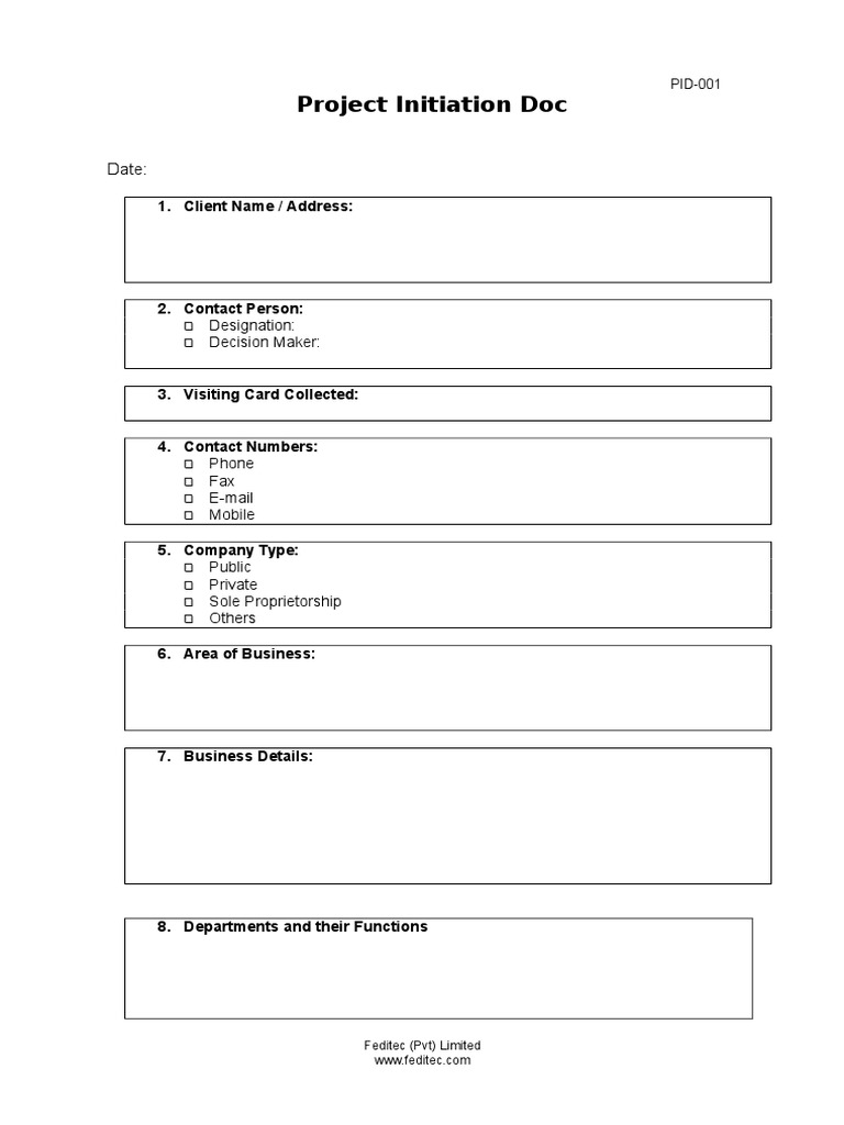 Project Initiation Document Template | PDF | Finance & Money Management