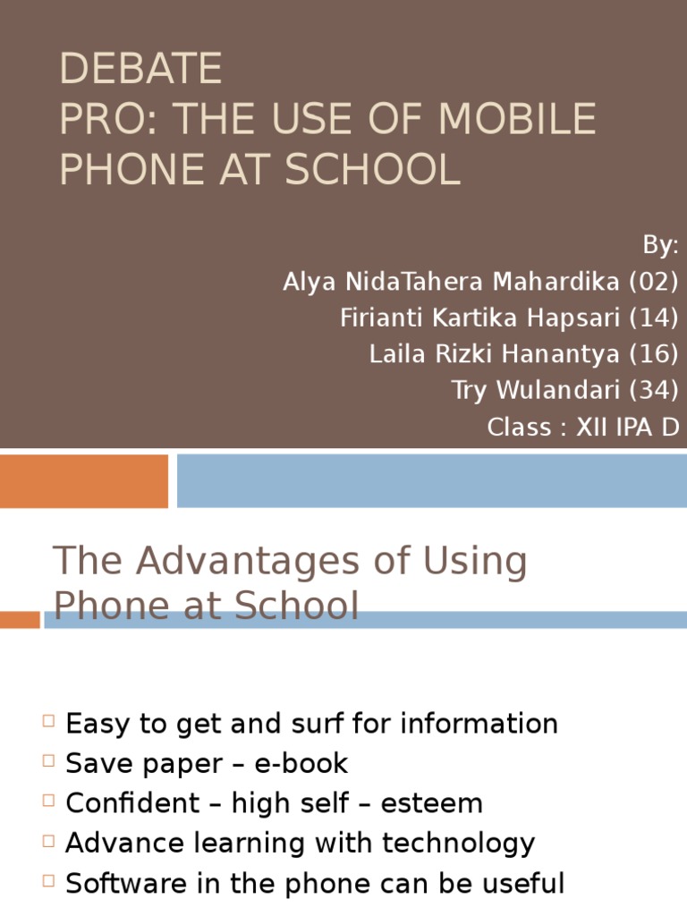 Debate Pro: The Use of Mobile Phone at School | PDF