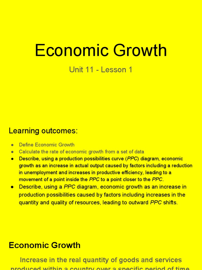 Unit 11 - Lesson 1 - Economic Growth | PDF | Economic Growth | Gross ...