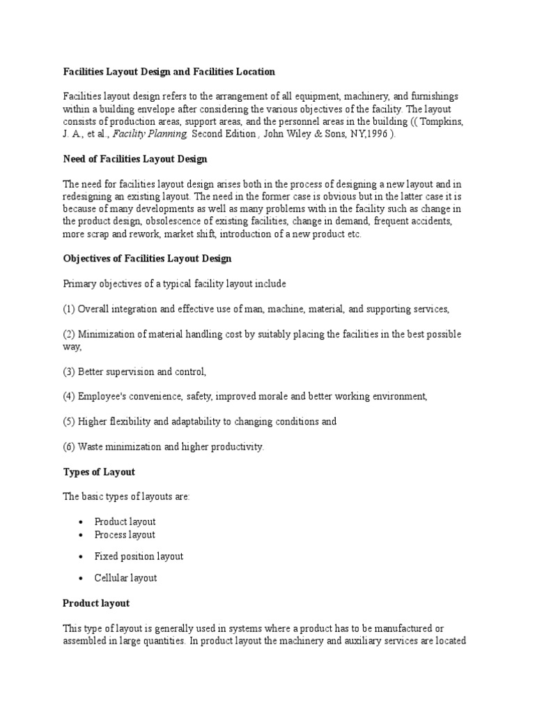Facilities Layout Design Principles | PDF | Scheduling (Production ...