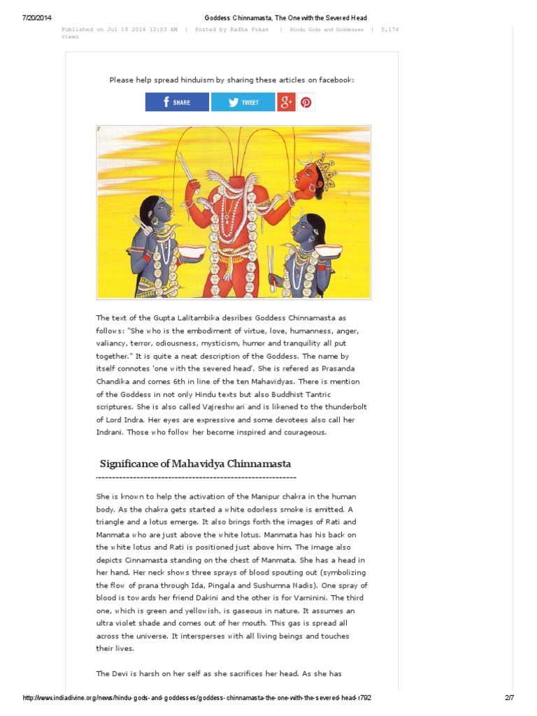 Goddess Chinnamasta, The One With The Severed Head | PDF | Devi | Hindu ...