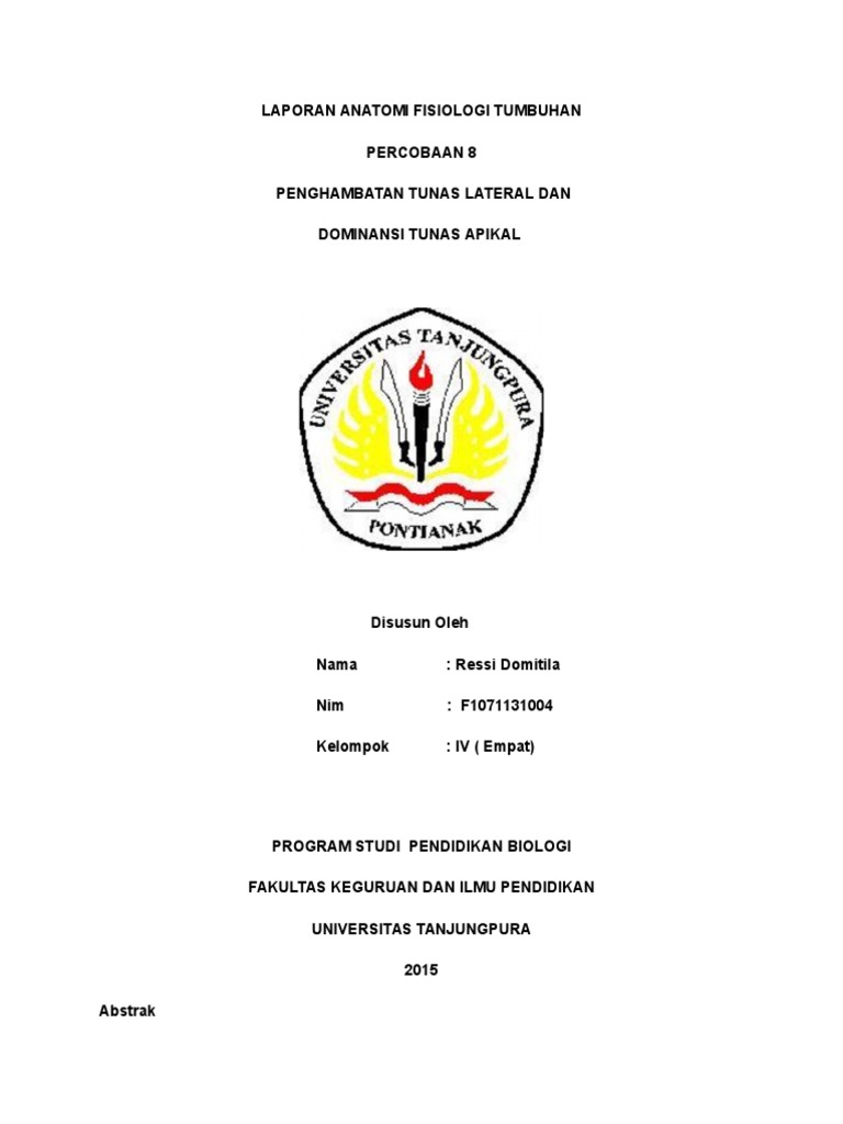 Ressi Domitila (f1071131004) Laporan Penghambatan Tumbuh Tunas Lateral ...
