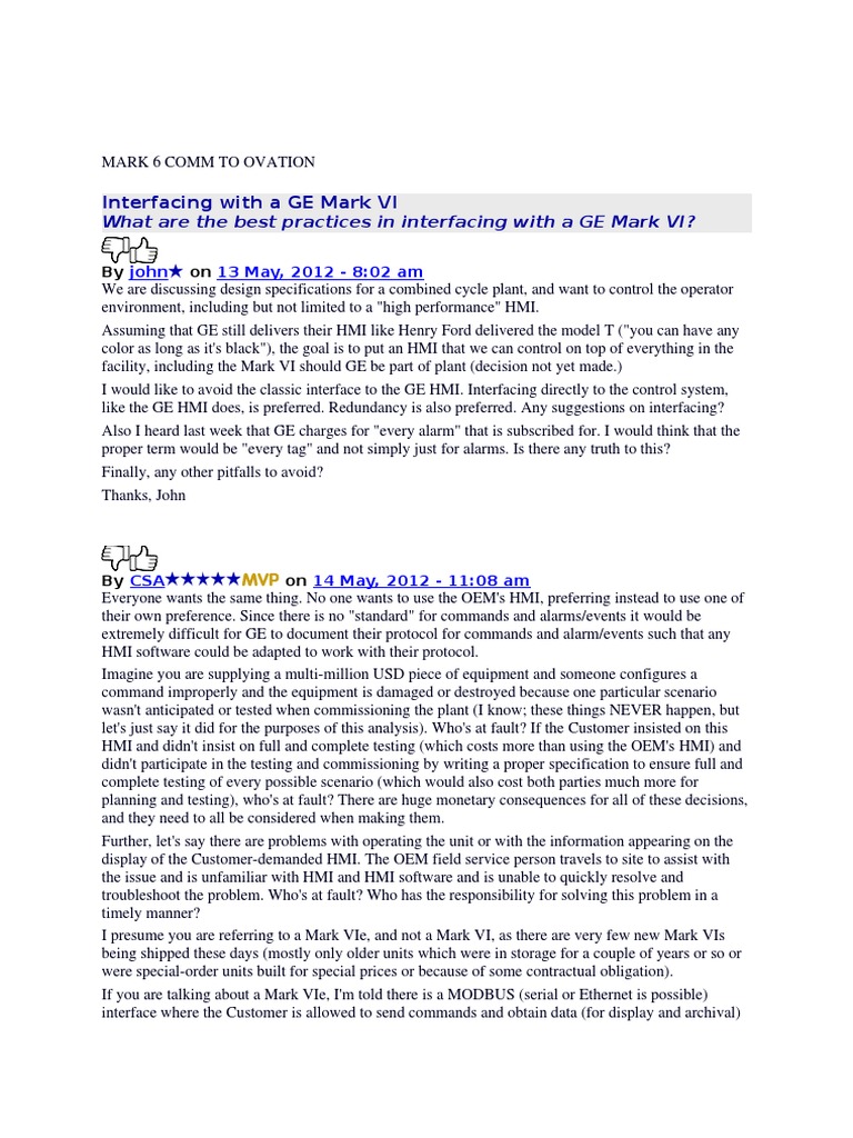 GE MARK VI CONTROL INTERFACE OPTIONS | PDF | User Interface | Workstation