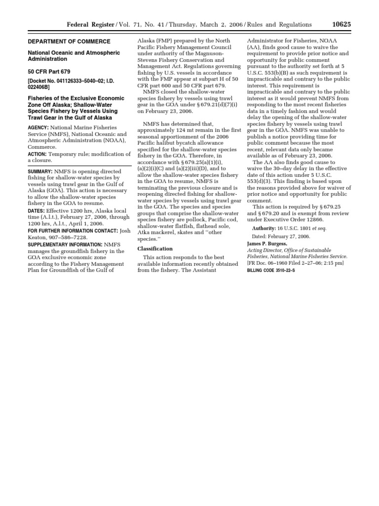 Rule: Fishery Conservation and Management: Alaska Fisheries of ...