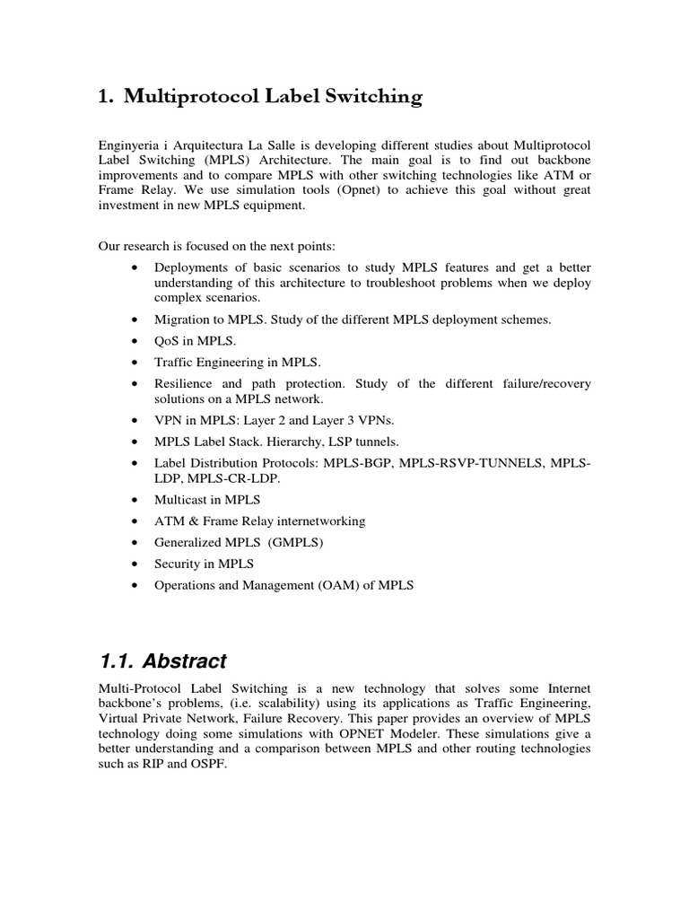 An Overview of MPLS Technology: A Study of MPLS Features and Applications Through Simulation ...