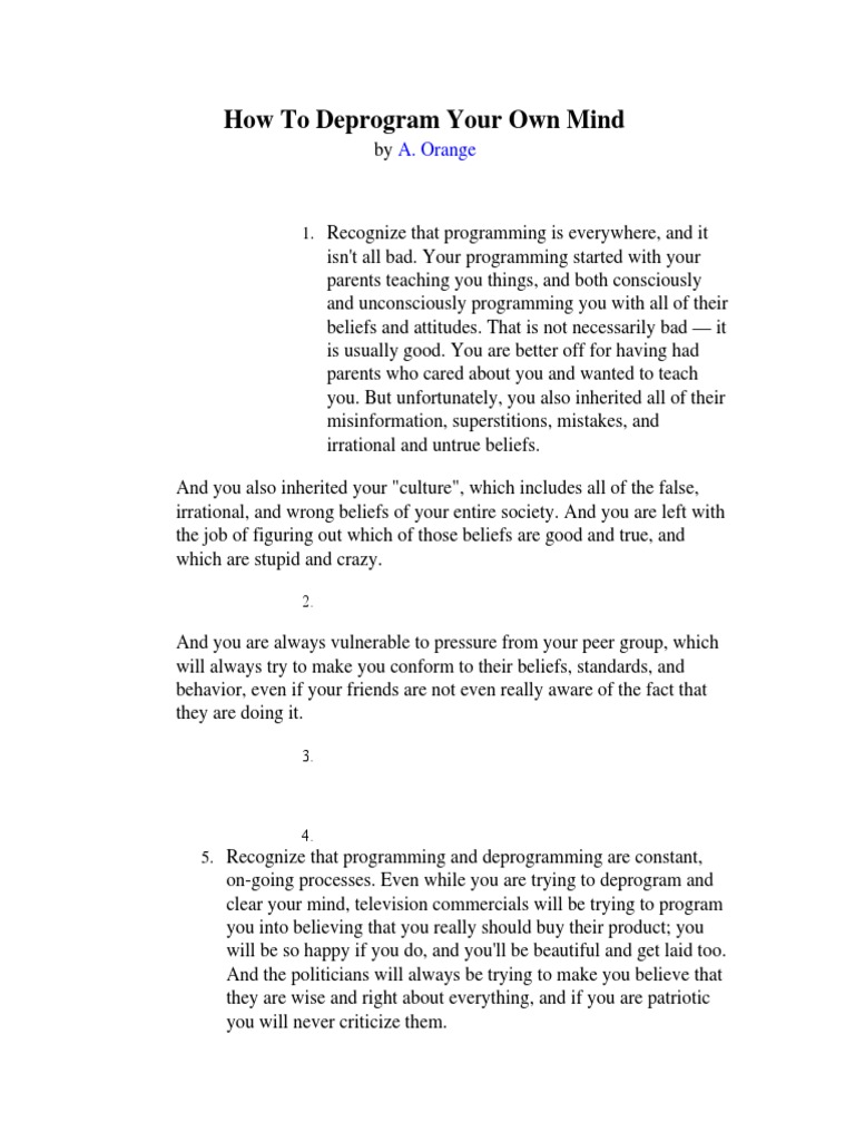 How To Deprogram Your Own Mind | PDF | Lie | Alcoholics Anonymous