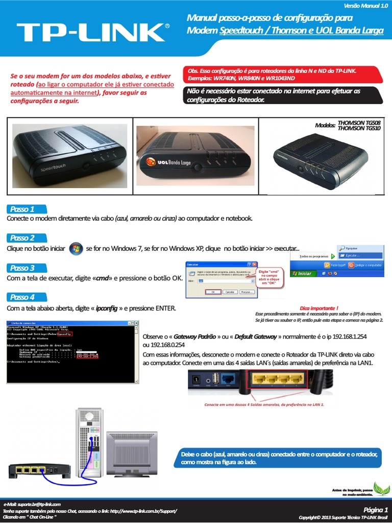 Manual Passo A Passo Speedtouch Thompson | PDF