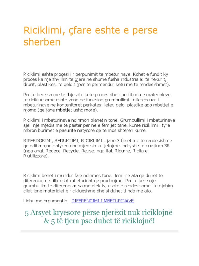 Riciklimi I Plehrave | PDF