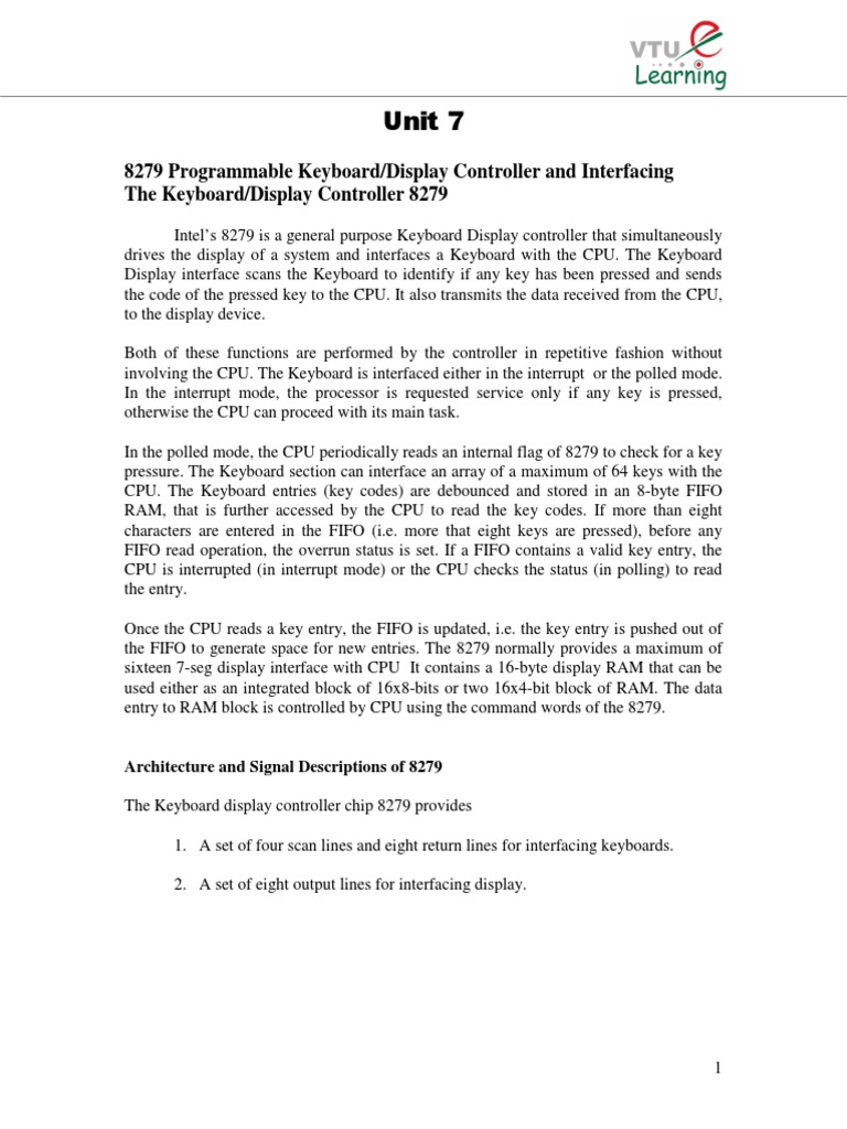 8279 Keyboard/Display Controller Architecture | PDF | Computer Keyboard | Electronic Engineering