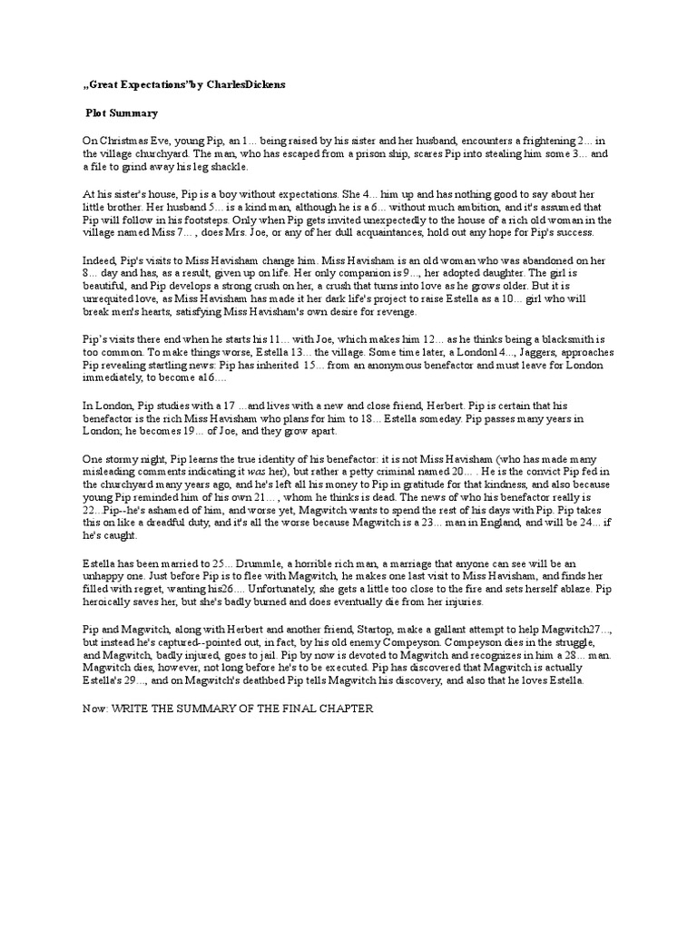 Great Expectations Plot Summary | PDF | Estella (Great Expectations ...