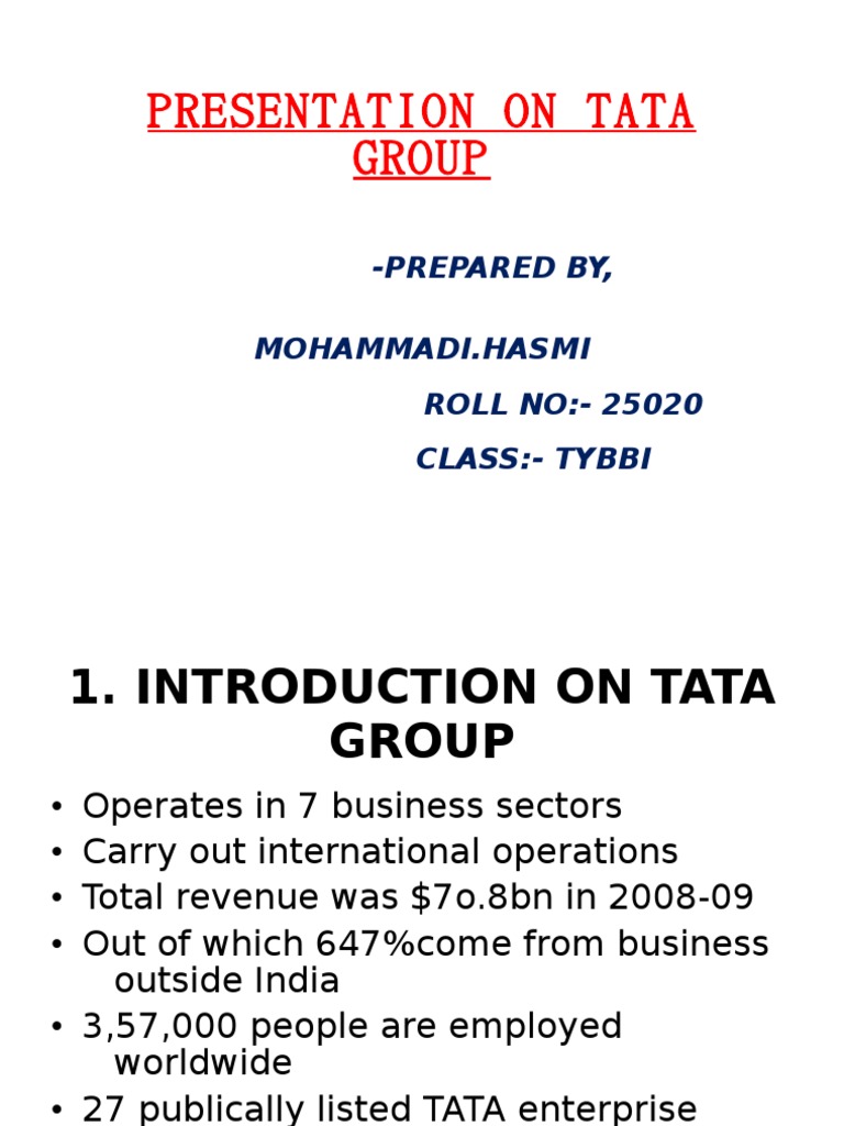 Presentation On Tata Group | PDF | Business