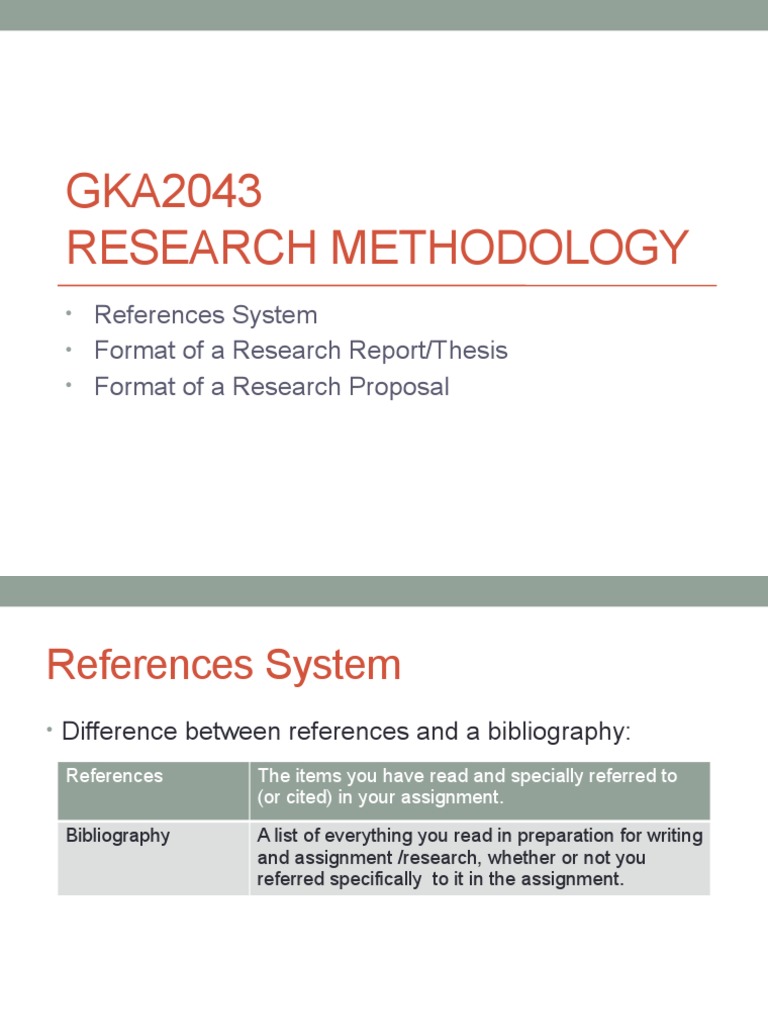 GKA2043 Research Methodology: References System Format of A Research ...