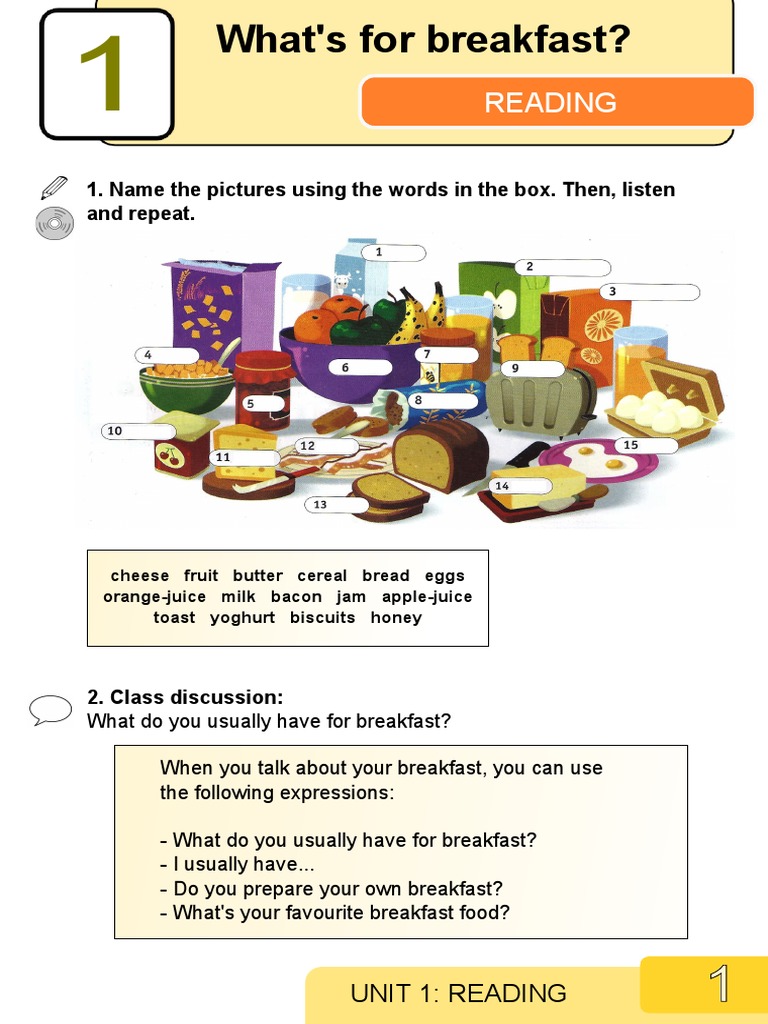 Breakfast Vocabulary and Discussion Guide | PDF