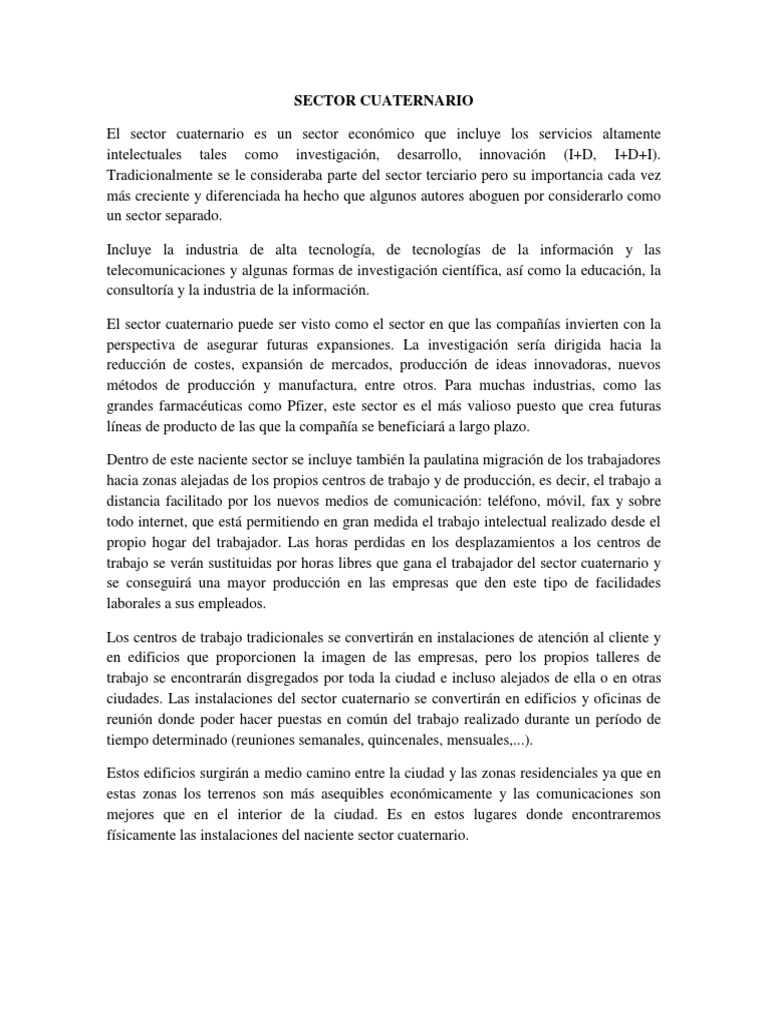 SECTOR CUATERNARIO Y SUS CARACTERÍSTICAS | PDF | Economias | Business
