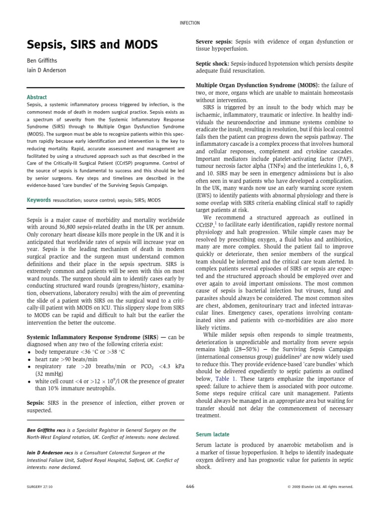 Sepsis, Sirs and Mods | PDF