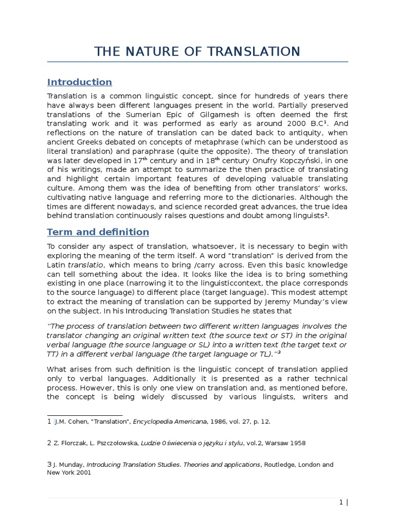 Understanding the Nature of Translation | PDF | Translations | Linguistics