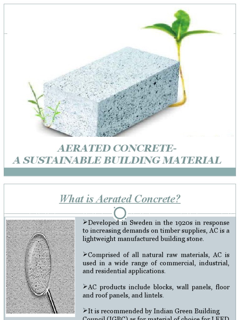 Aerated Concrete-A Sustainable Building Material | PDF | Manmade ...