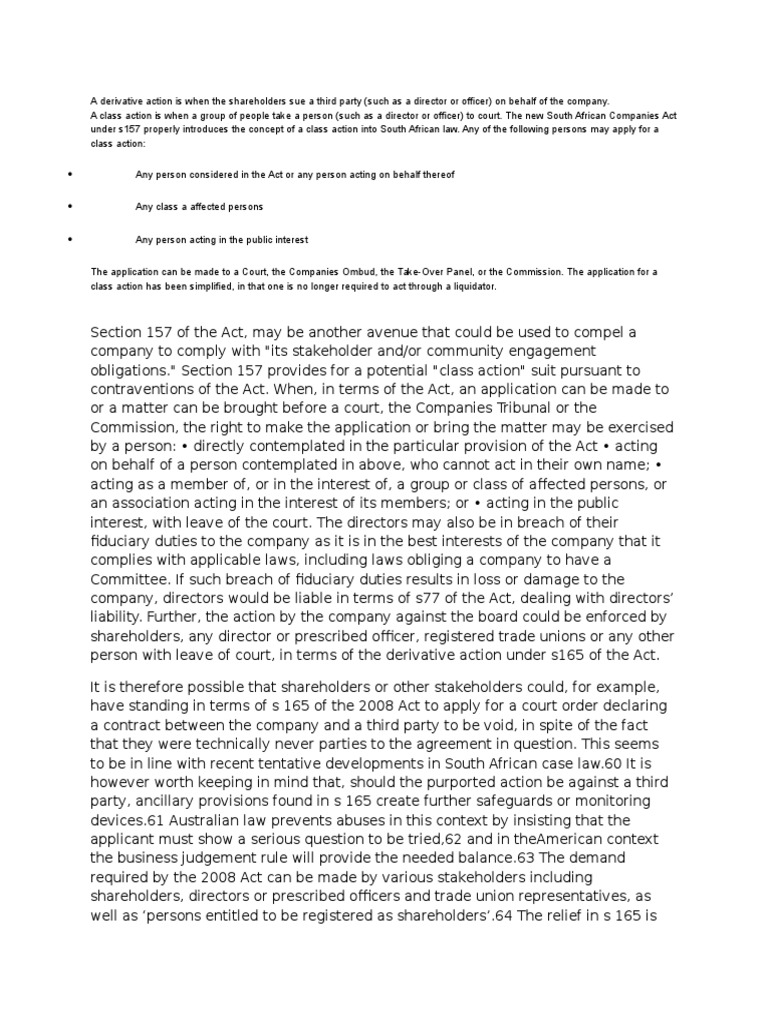 Locus Standi in Company Law | PDF | Standing (Law) | Class Action