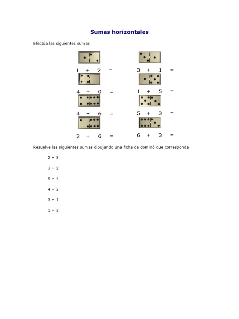 Sumas Horizontales | PDF | Ocio | Enseñanza de matemática
