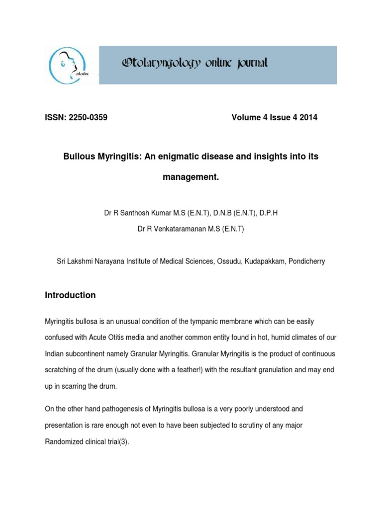 Miringitis Treatmen | PDF | Immunology | Auditory System