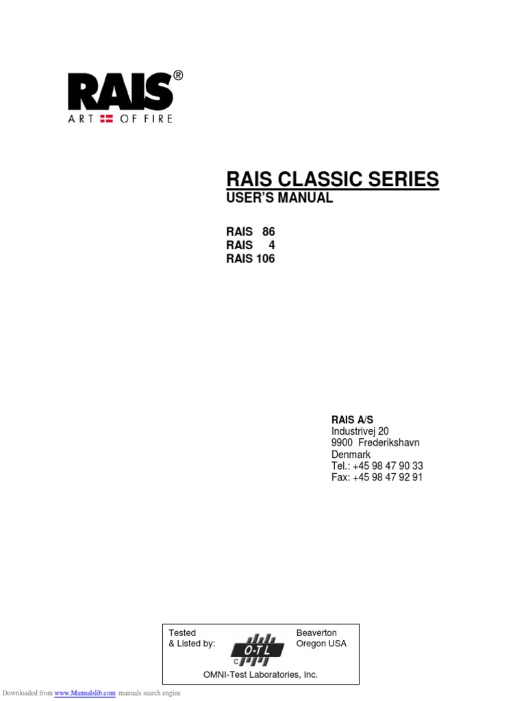Rais Classic Manual | PDF | Chimney | Stove