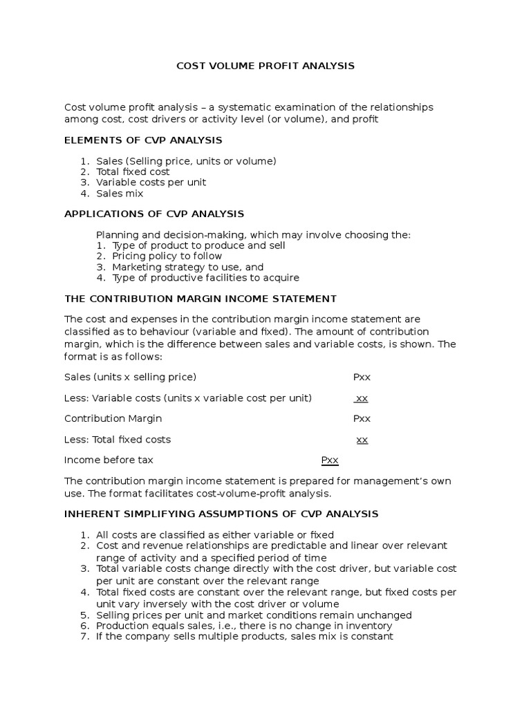 Cost Volume Profit Analysis | Business Economics | Marketing