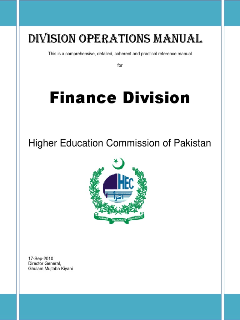 Operations Manual of Finance Division | PDF | University | Enterprise ...
