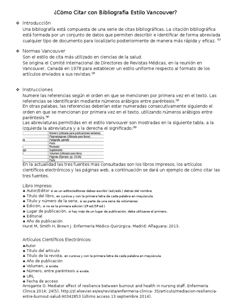 Cómo citar correctamente usando el estilo de bibliografía Vancouver ...