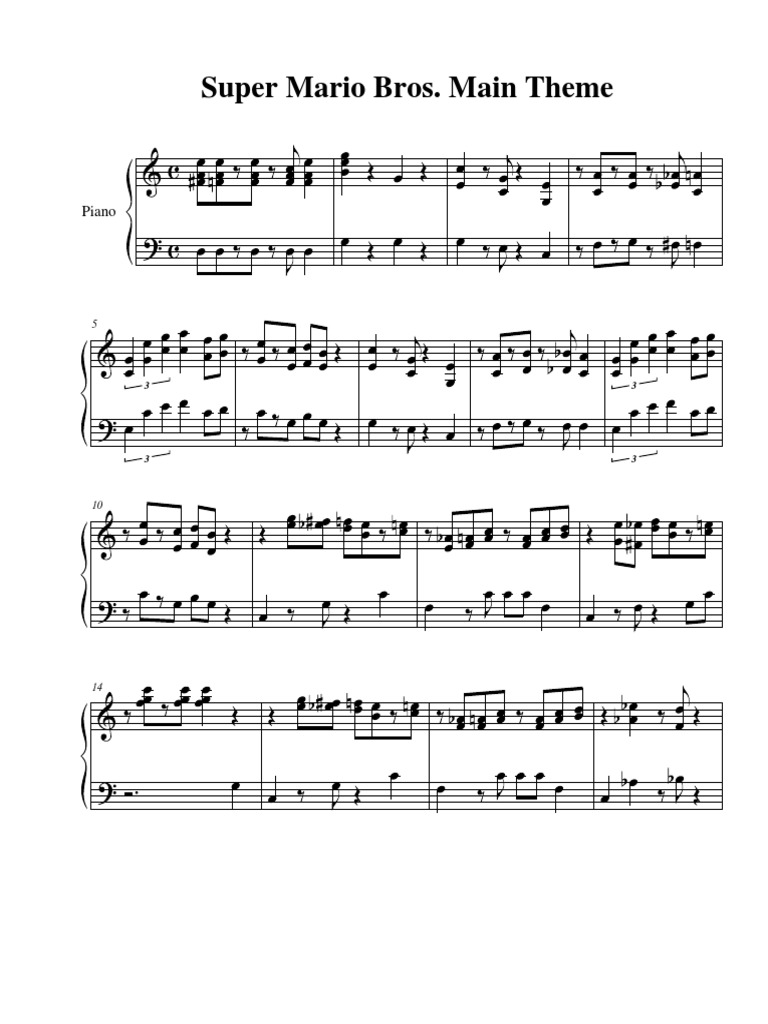 Super Mario Bros Main Theme Piano | PDF