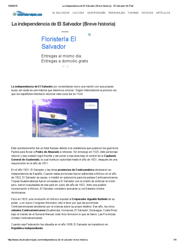 La Independencia de El Salvador (Breve Historia) - El Salvador Mi País ...